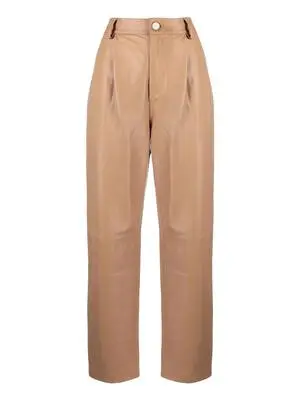 Red Valentino High-waist Leather Trousers - Neutrals