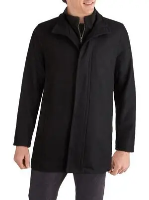Cole Haan Melton Wool Blend Topcoat - Black