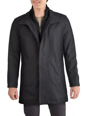 Cole Haan Melton Wool Blend Topcoat - Charcoal