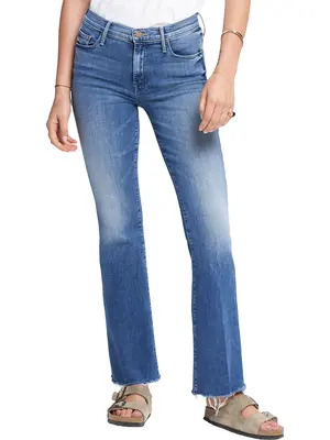 MOTHER MOTHER Fray Hem Bootcut Jeans Groovin