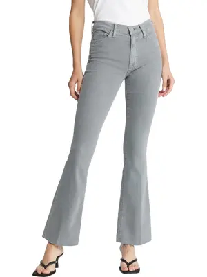 MOTHER MOTHER Fray Hem Bootcut Jeans Lead Gray