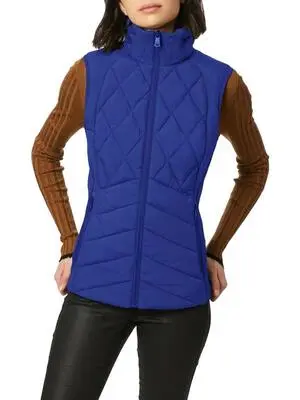 Bernardo Quilted Vest With Stand Collar - Cobalt