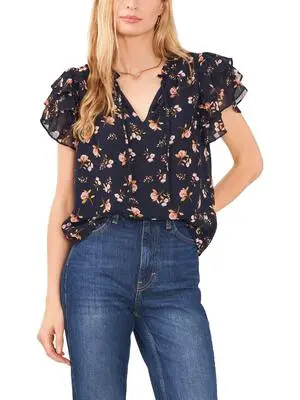 1.State Flutter Sleeve Top - Blue