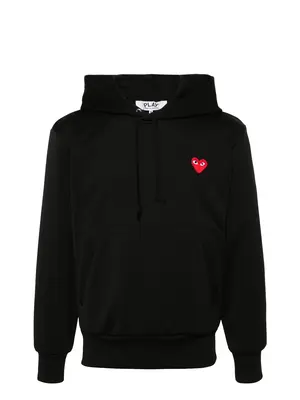 Play Comme Des Garcon Heart-print Pullover Hoodie - Black