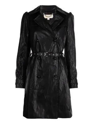 MICHAEL KORS Faux-Leather Puff-Sleeve Coat