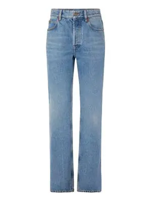 Saint Laurent High-Rise Slim-Leg Jeans Light Denim
