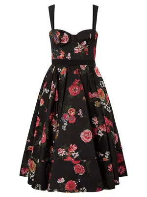 Brock Collection Tessa Floral-jacquard Midi Dress - Black