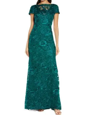 TADASHI SHOJI Tadashi Shoji Embroidered Lace Gown