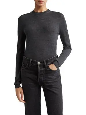 Partow Greta Virgin Wool Crewneck Sweater - Charcoal Grey Melange