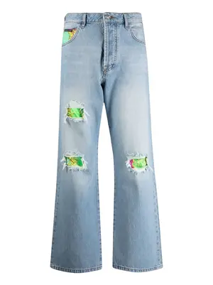 Philipp Plein Distressed Cropped Jeans - Blue