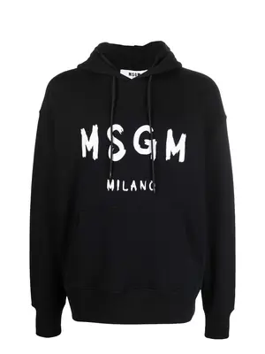 MSGM Logo Print Hoodie - Black