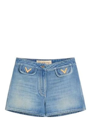 VALENTINO Valentino Denim Shorts With Floral Pocket Detail
