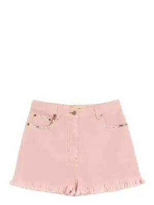 Valentino Garavani Denim Shorts With V Gold Pink