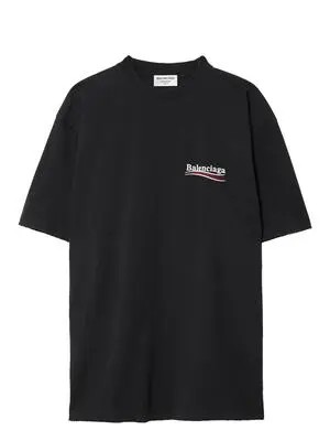 Balenciaga Oversized Embroidered T-shirt - Black