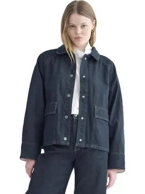Everlane Cropped Denim Jacket Garment-dyed Indigo
