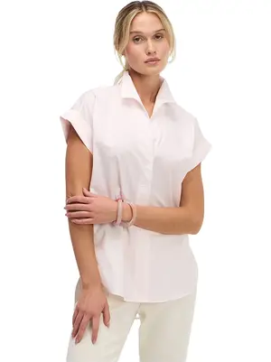 SARAH ALEXANDRA Cap Sleeve Broadcloth Shirt - Pink