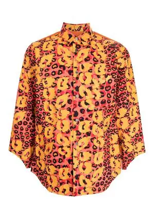 Comme Des Garçons X Filip Pagowski Print Cut-out Cuff Shirt - Red