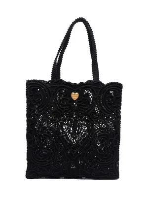 Dolce & Gabbana Medium Beatrice Cordonetto Lace Shopper Bag - Black