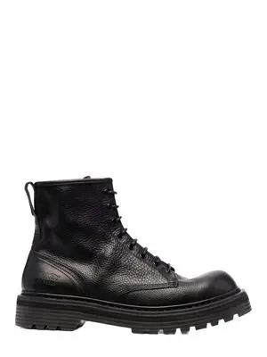 Premiata Leather Lace-up Ankle Boots - Black