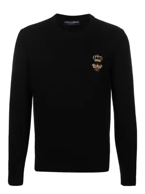 Dolce & Gabbana Embroidered Virgin Wool Jumper - Black