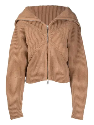 AMBUSH Folded-collar Zipped Cardigan - Neutrals