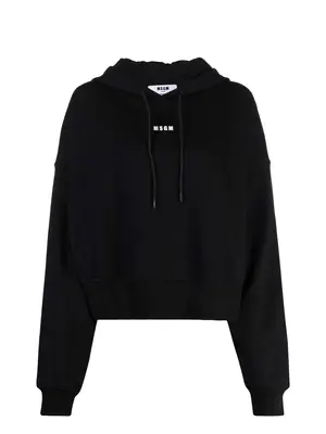 MSGM Logo-print Cotton Hoodie - Black