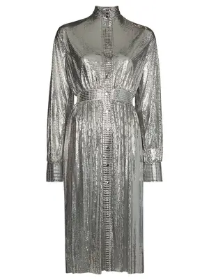 PACO RABANNE Rabanne High Neck Sequin Mesh Dress