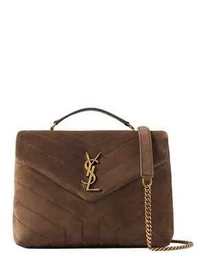 Saint Laurent Loulou Small Matelassé Shoulder Bag Chocolate