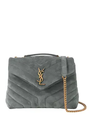 Saint Laurent Loulou Small Matelassé Shoulder Bag Gray