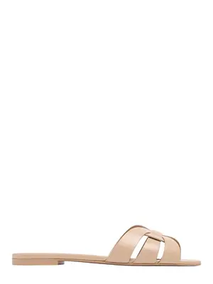 Saint Laurent 10mm Tribute Leather Sandals Dark Beige