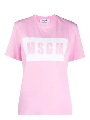 MSGM Logo-print Cotton T-shirt - Pink