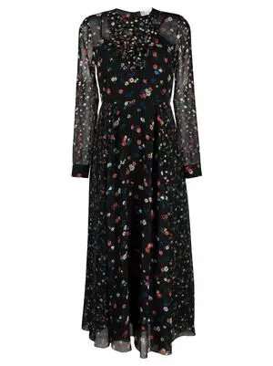 Red Valentino Floral-print Maxi Dress - Black