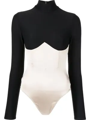 FLEUR DU MAL Mock Neck Bodysuit - Black