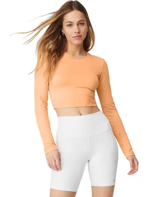 Alo Yoga Alosoft Crop Finesse Long Sleeve Top Cantaloupe