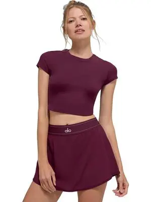 Alo Yoga Soft Crop Finesse Short Sleeve Top - Burgundy