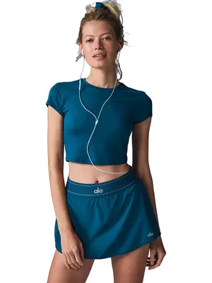 Alo Yoga ALO Soft Crop Finesse Short Sleeve Top Eclipse Blue