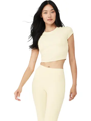 Alo Yoga ALO Soft Crop Finesse Short Sleeve Top French Vanilla