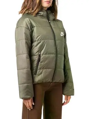 Nike Logo-print Hooded Puffer Jacket - Green