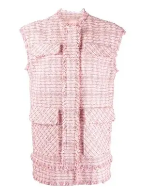 MSGM Tweed Fringe Gilet - Pink