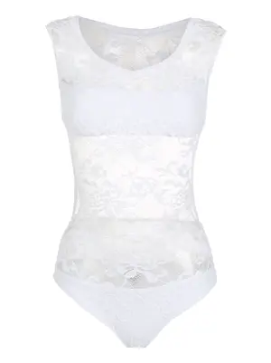 AMIR SLAMA Lace Panelled Bodysuit - White