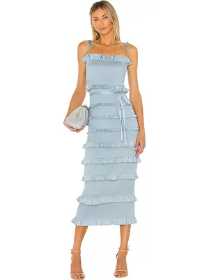V. CHAPMAN Lily Midi Dress - Cashmere Blue