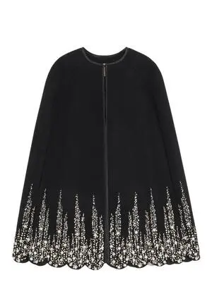 Valentino Garavani Embroidered Compact Drap Cape - Black/silver
