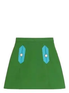 Valentino Garavani Valentino Crepe Couture Skirt Laurel/celestial Blue