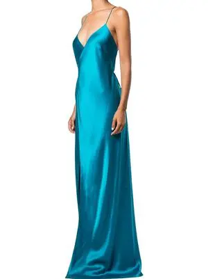 Michelle Mason Cross-strap Silk Gown - Blue