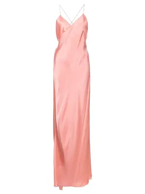 Michelle Mason Cross-strap Silk Gown - Orange
