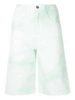 IRENEISGOOD High-waisted Tie-dye Denim Shorts - Green