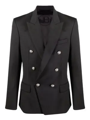 Balmain Double-breasted Wool Blazer - Black