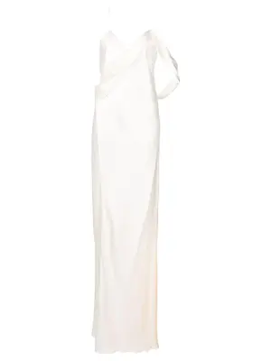 Michelle Mason Silk Wrap Gown - White