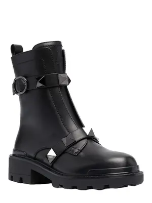 Valentino Garavani 40mm Roman Stud Combat Boots - Black
