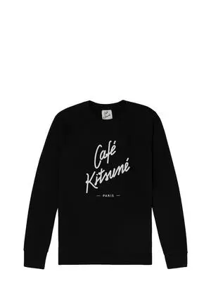CAFÉ KITSUNÉ Logo-print Cotton-jersey Sweatshirt - Black